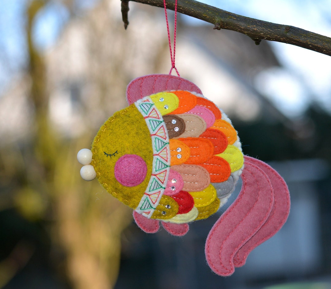 Goldfish Made of Wool Felt for Hanging, Hand-sewn, Embroidered, Spring ...