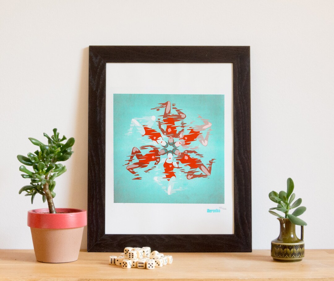 Silkscreen Poster, Art Print, Synchronized Swimmers, 30x40 Cm - Etsy