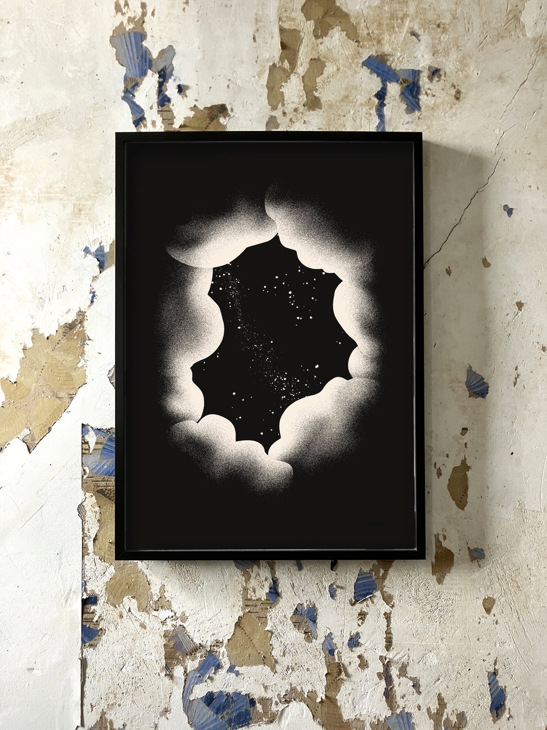 Artisanal Screen Printing Poster, Art Print Night Cave 50x70cm - Etsy UK