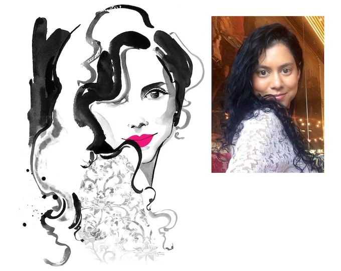 Custom Girl Fashion Portrait for Her, Personalized Girly Art Print ...