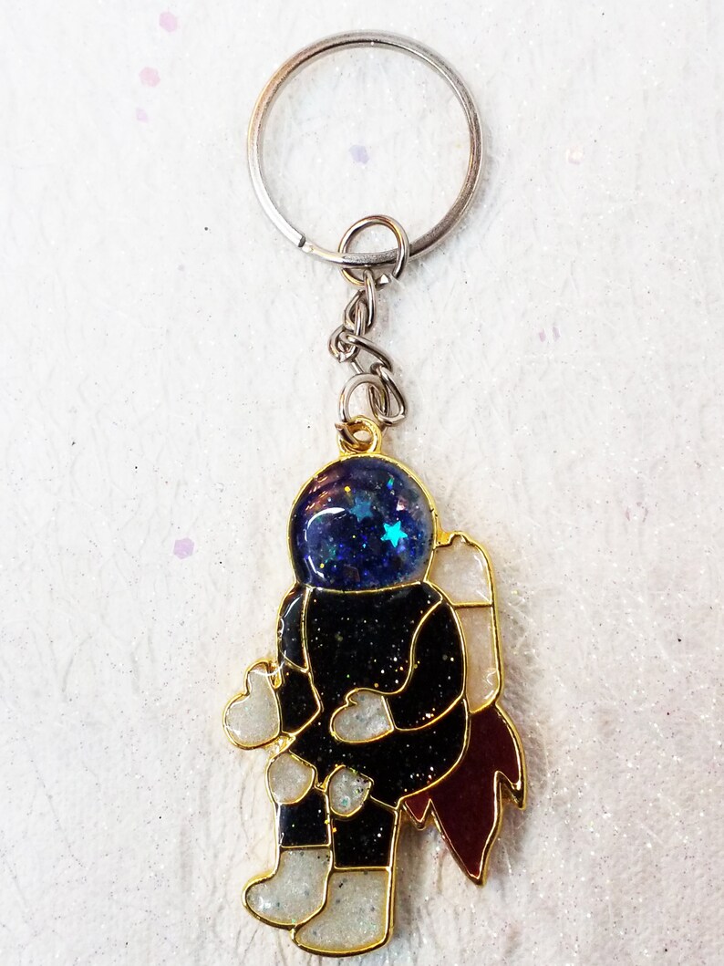 Astronaut Resin Galaxy Keychain Open Bezel Space Nebula Gift - Etsy