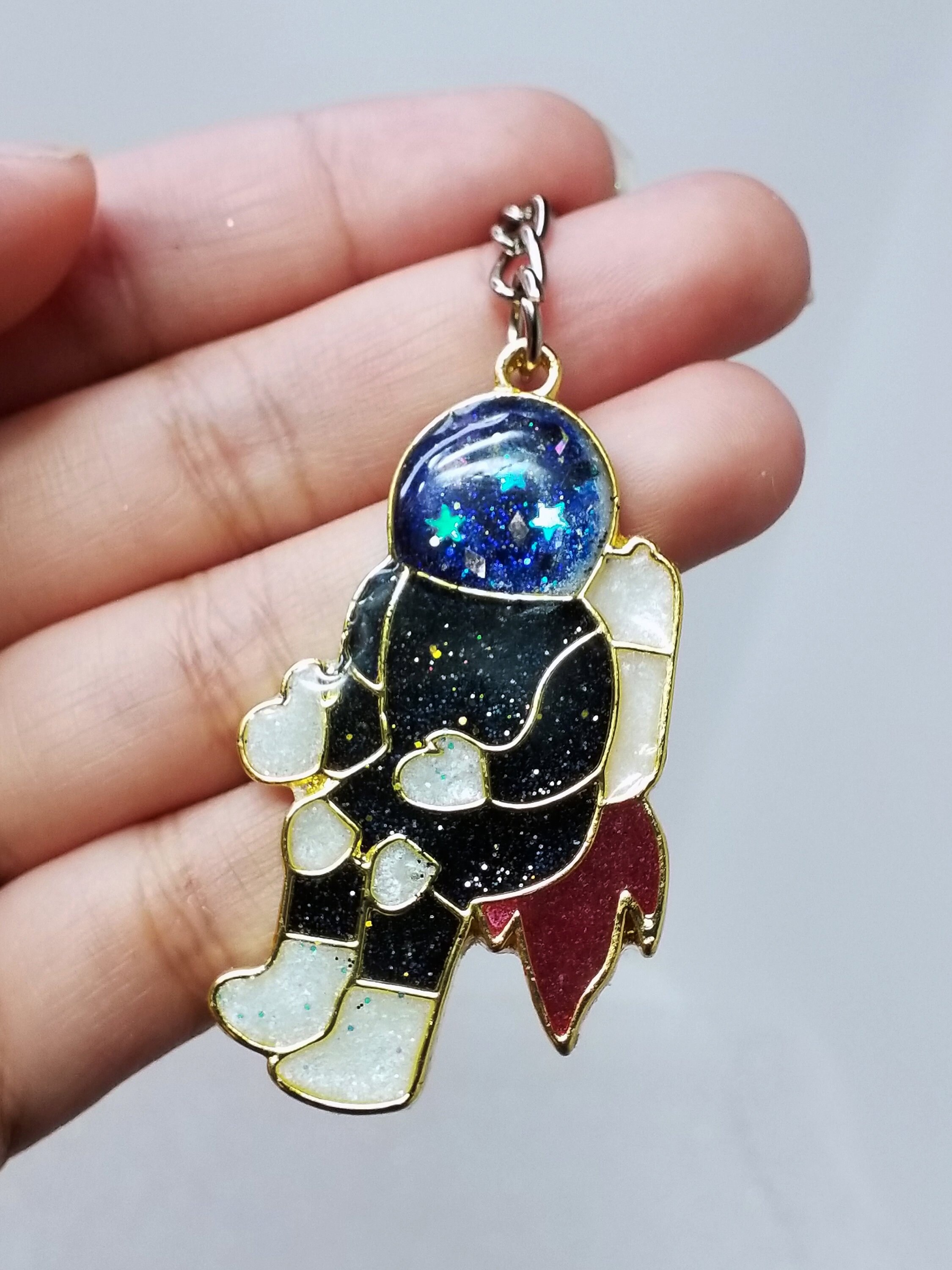Astronaut Resin Galaxy Keychain Open Bezel Space Nebula Gift - Etsy