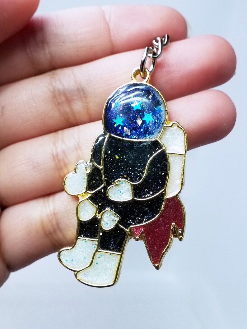 Astronaut Resin Galaxy Keychain Open Bezel Space Nebula Gift - Etsy