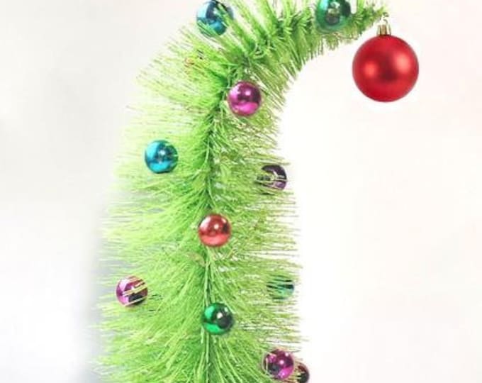 Large Leaning Grinch Style Christmas Tree, Live Edge Tree Trunk Base ...