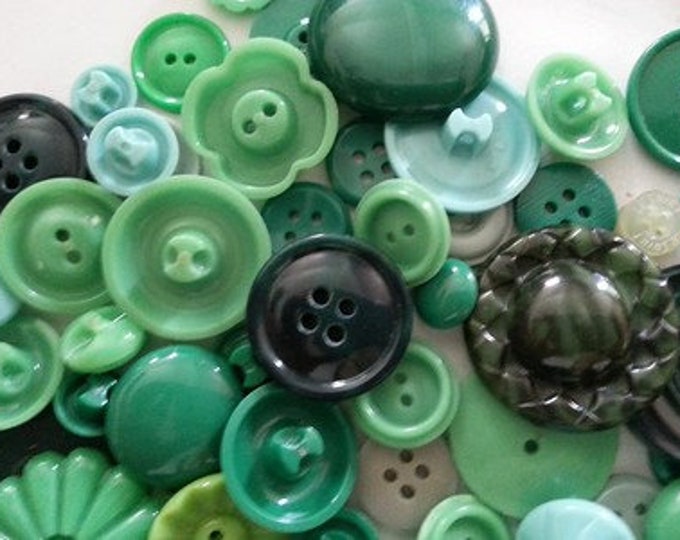 50 Green Mix Buttons, RAIN FOREST, Assorted Buttons, Crafting Jewelry ...