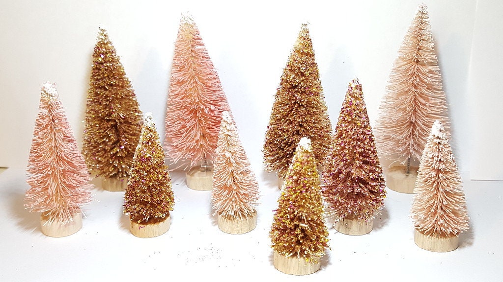 10 Lot Glittery Metallic ROSE GOLD & Pink Mini Miniature Sisal Bottle ...
