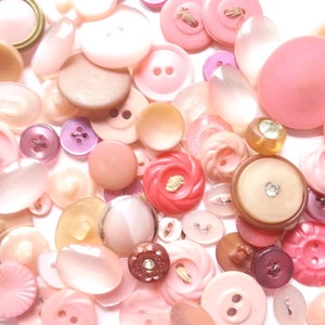 Lot 100 Mixed Assorted PINK Vintage & Newer Wholesale Bulk Buttons ...