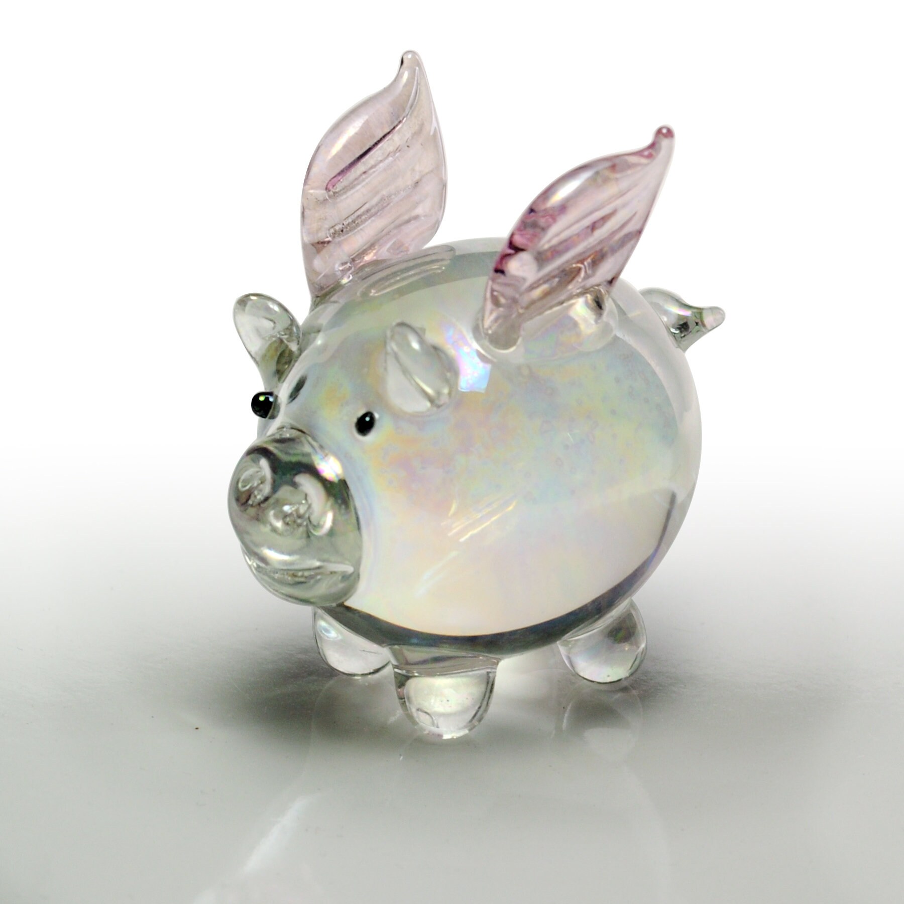 Hand Blown Glass Flying Pig Round Piggy Paperweight Desk - Etsy