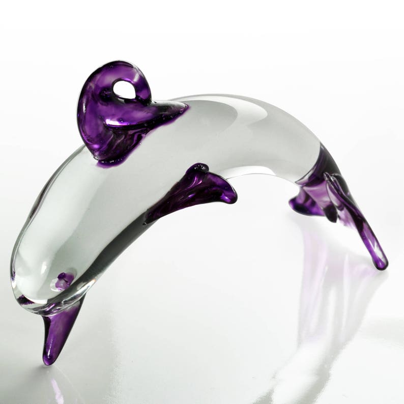 Dolphin Ornament Crystal Glass Blown Figurine Solid Colors - Etsy