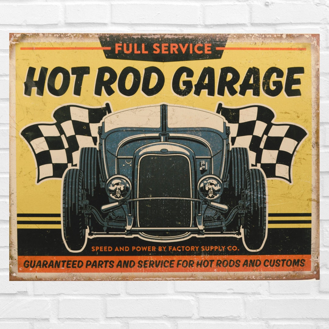 Vintage Poster, Hot Rod Garage Vintage Print, Gift for Dads, Gift for ...