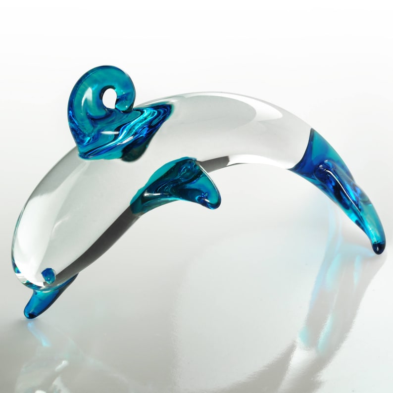 Dolphin Ornament Crystal Glass Blown Figurine Solid Colors - Etsy