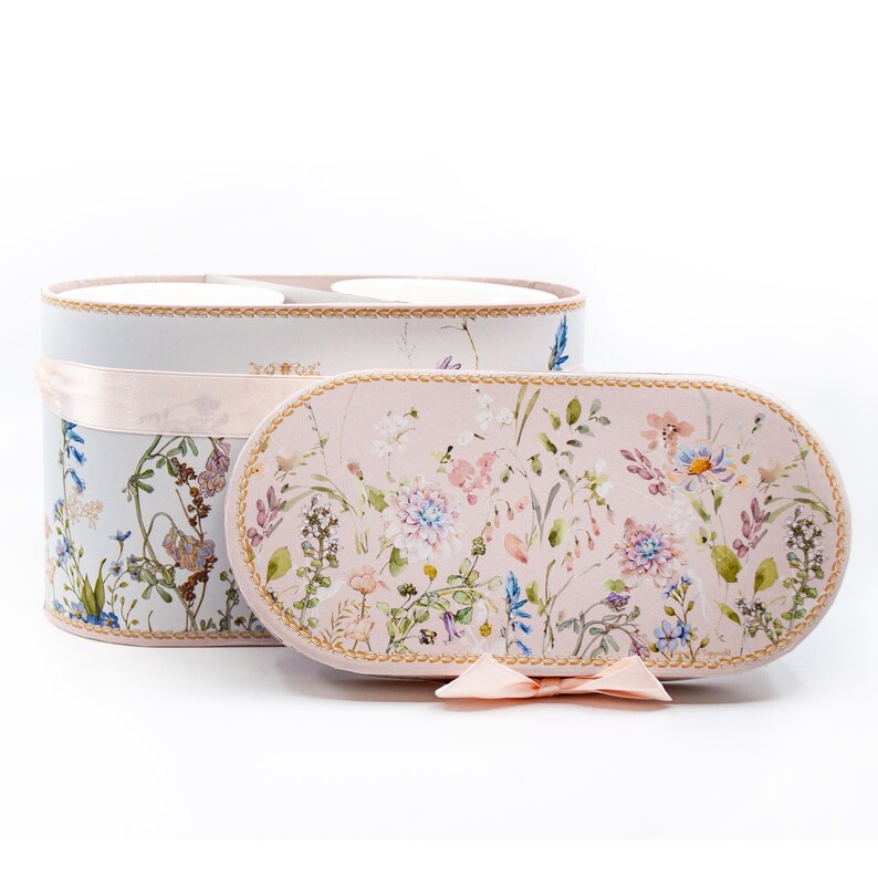 Vintage Themed Floral Teacup Pair - Ceramic Gift Set - 2 Designs ...