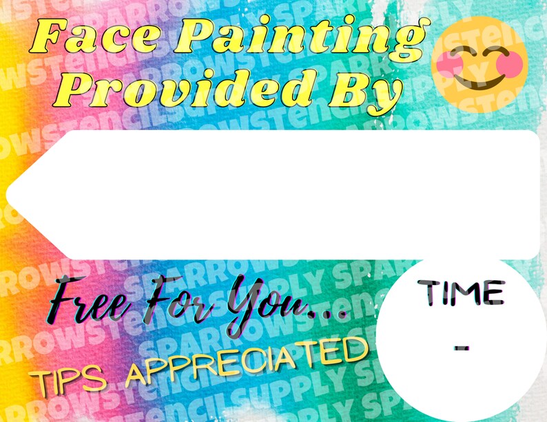 Face Painting Watercolor Rainbow Signs - Set of 4 Digital Files - Etsy