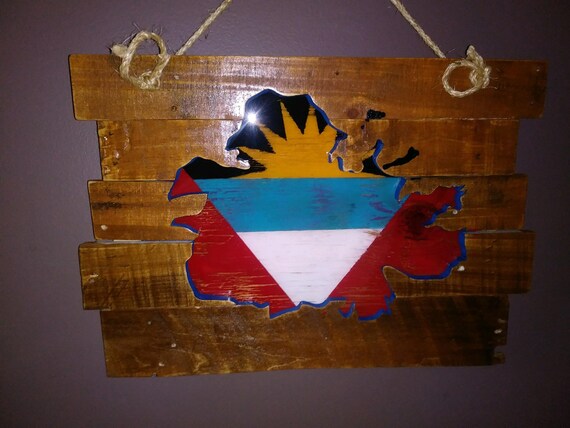 Custom Antigua country and flag pallet wood sign country | Etsy