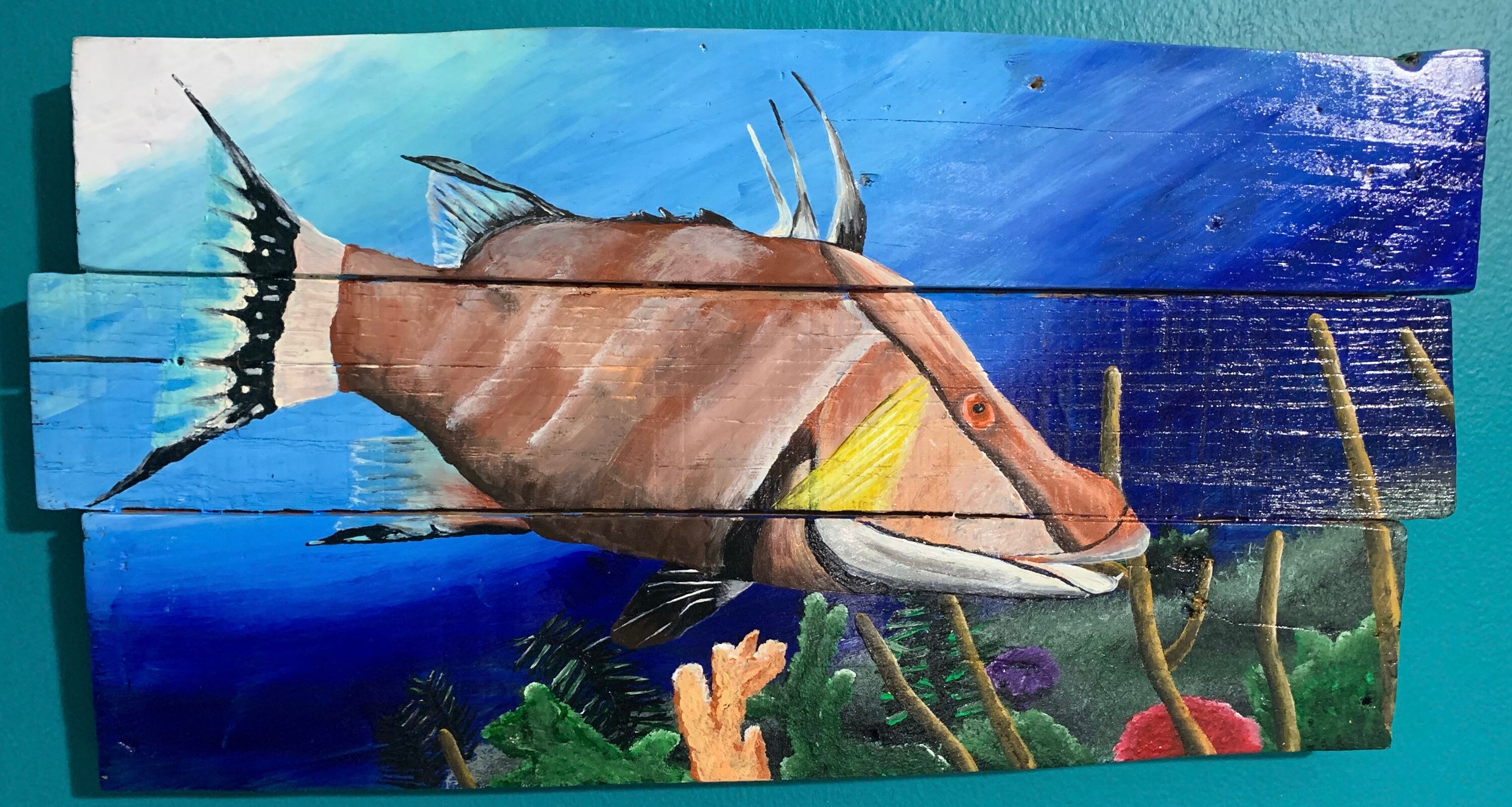 Hogfish Upcycled Wood Pallet Wood Painting Recycled Wood Fishing Decor ...