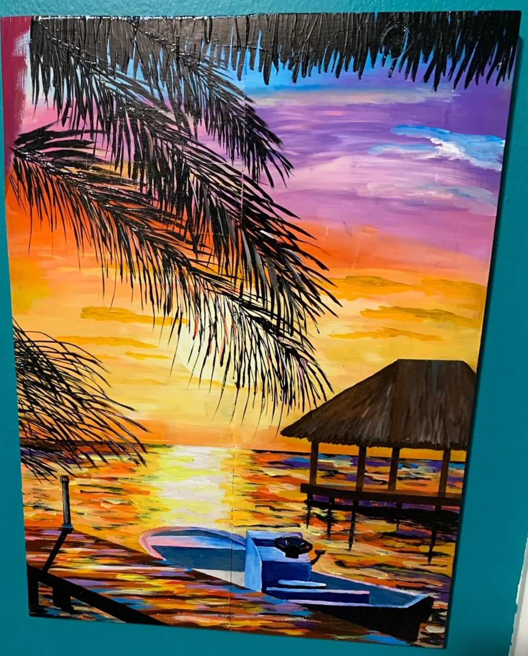 Belize Dock Sunset - Large Painting - Etsy