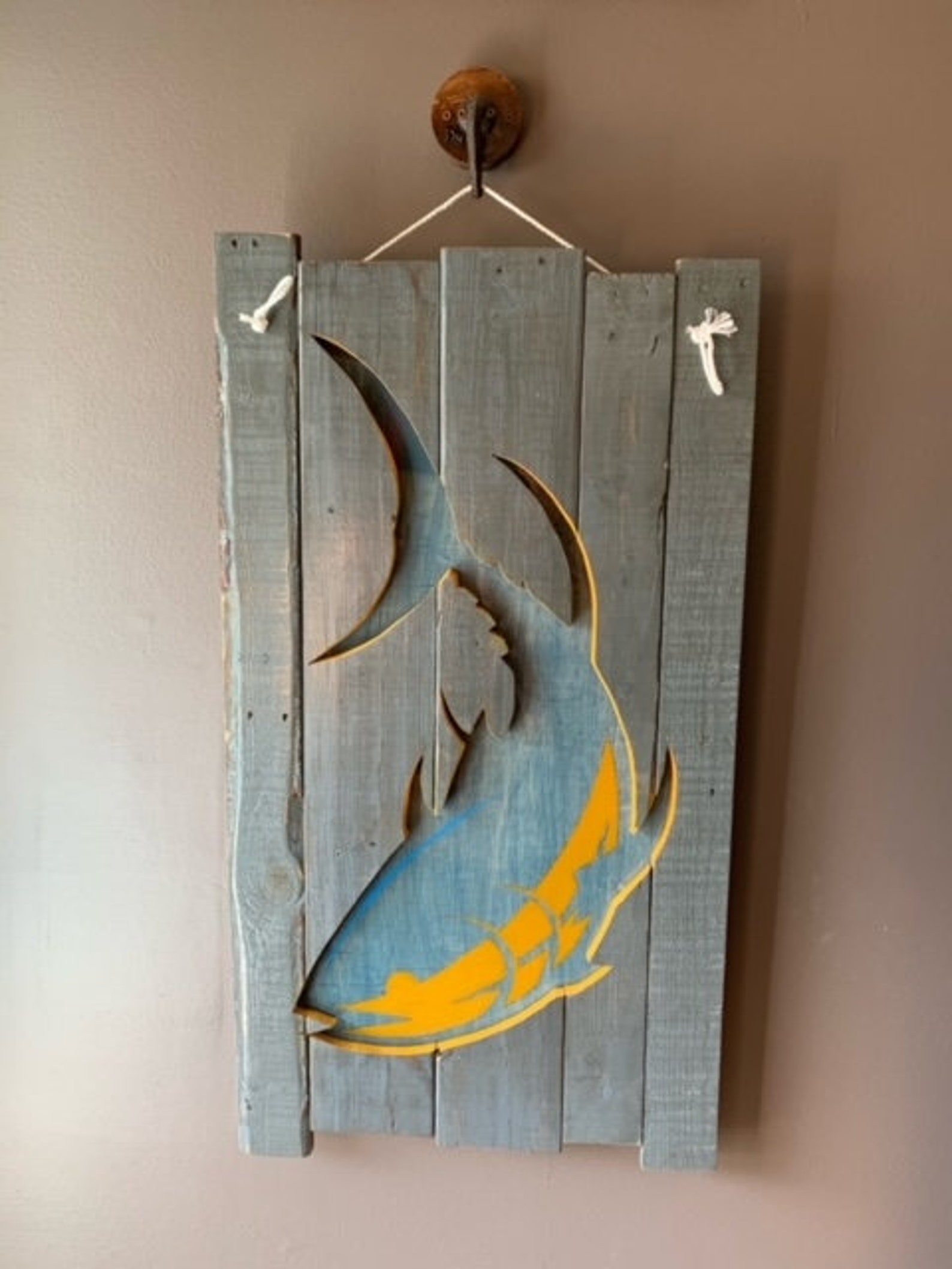 Pallet Wood Tuna Sign Distressed Wood Sign Fishing Sign Reclaimed Wood ...