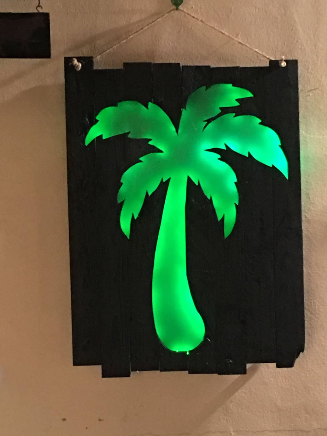 Pallet Wood Palm Tree Sign Lighted Reclaimed Wood Recycled Wood Sign ...