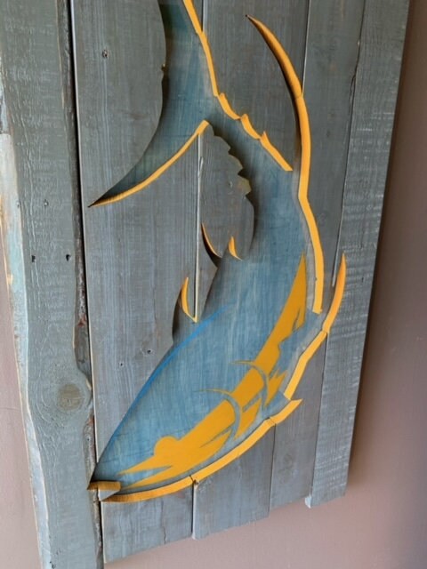 Pallet Wood Tuna Sign Distressed Wood Sign Fishing Sign Reclaimed Wood ...
