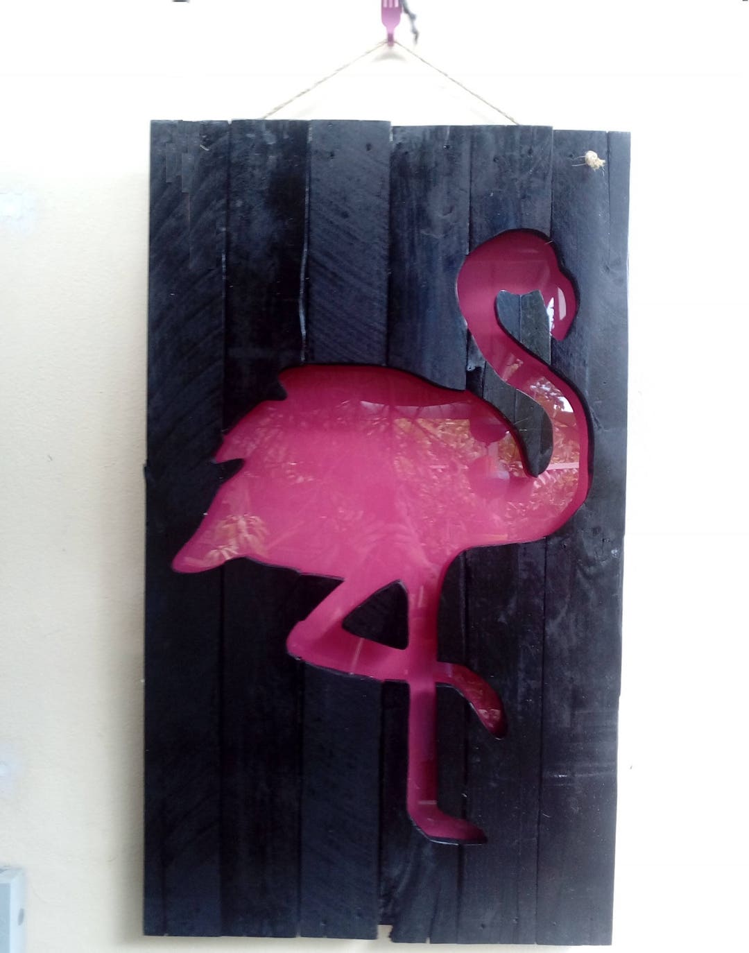 Pallet Wood Flamingo Lighted Reclaimed Wood Beach Decor Pink Flamingo ...
