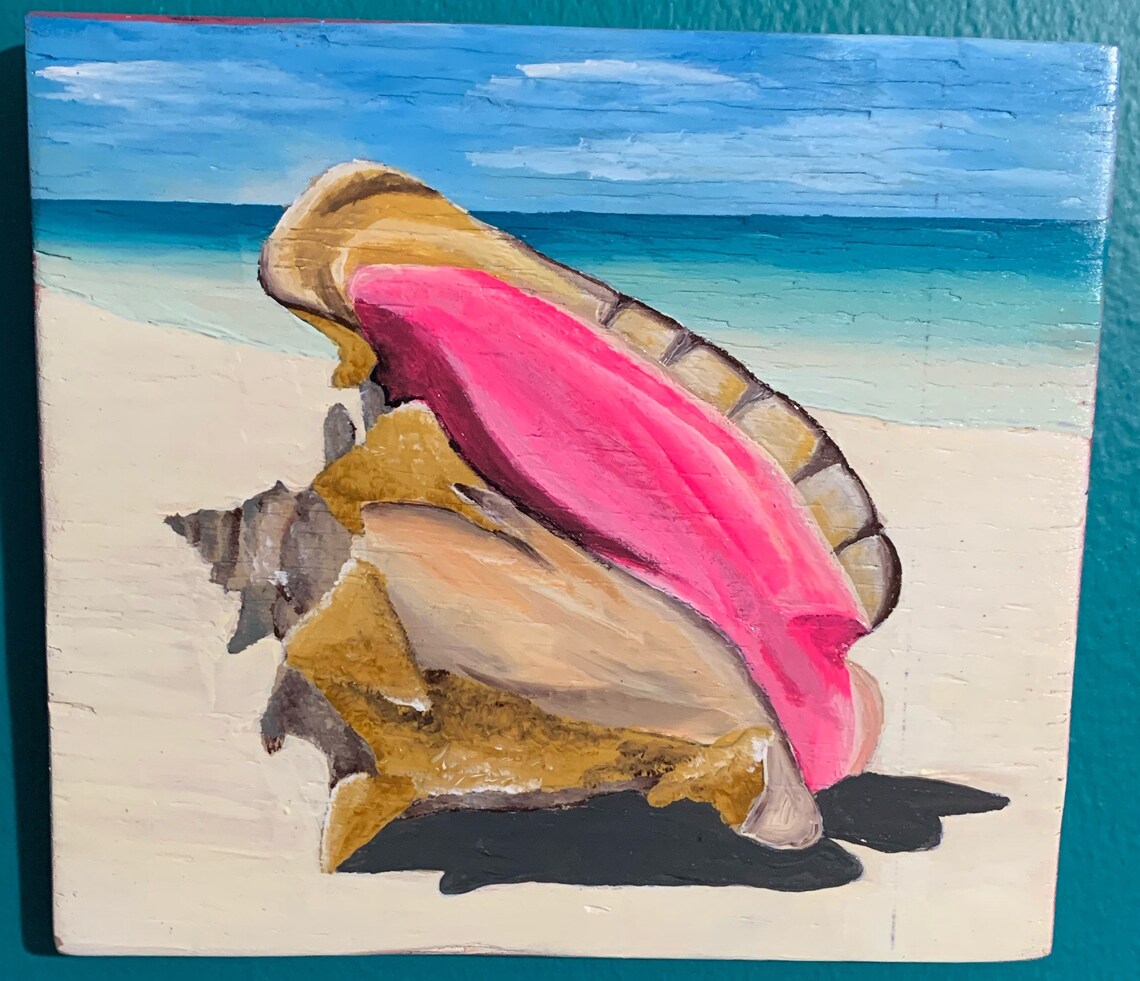 Conch Shell Key West Conch Reclaimed Wood Pallet Wood Painting - Etsy