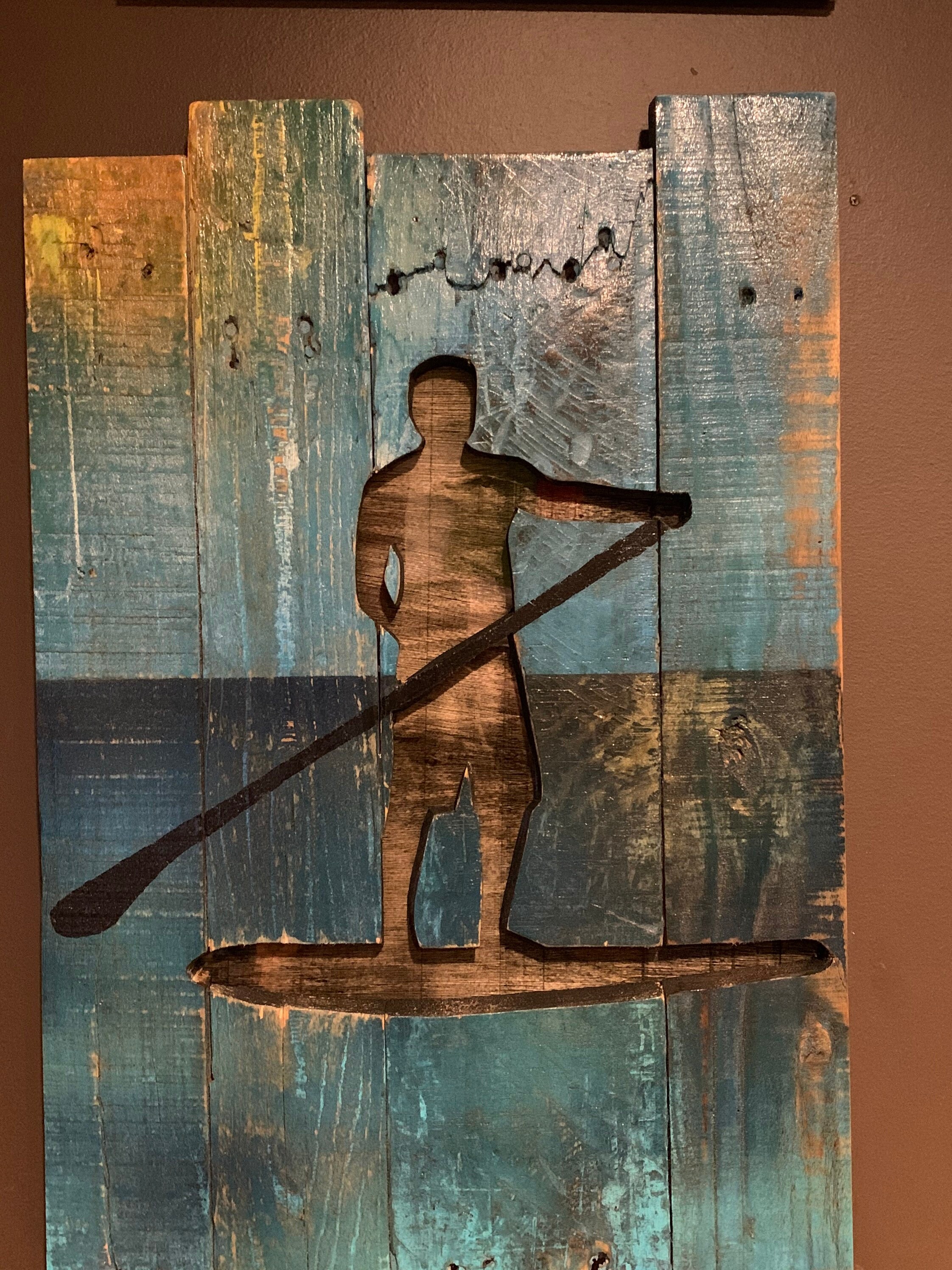 Paddle Boarder Pallet Wood Sign Reclaimed Wood Distressed Wood - Etsy UK