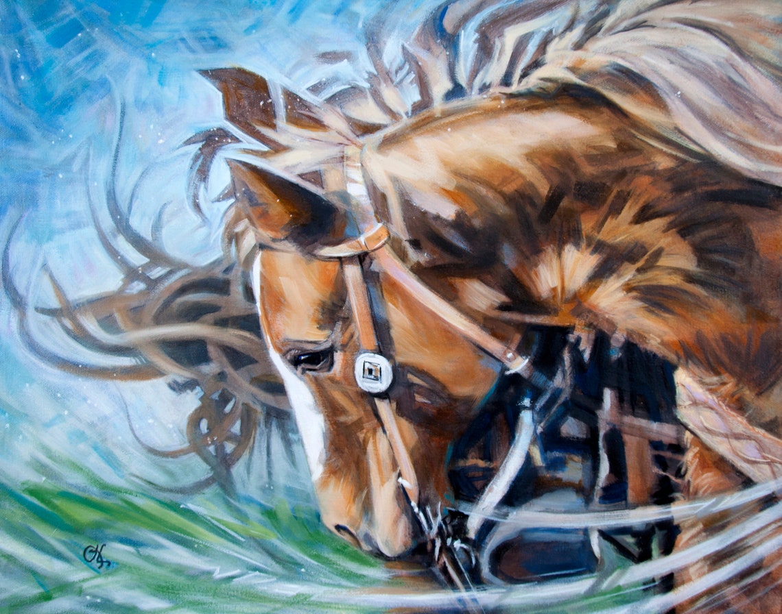 Giclée Print "pony Express" - From an Original 16" X 20" Oil & Acrylic ...