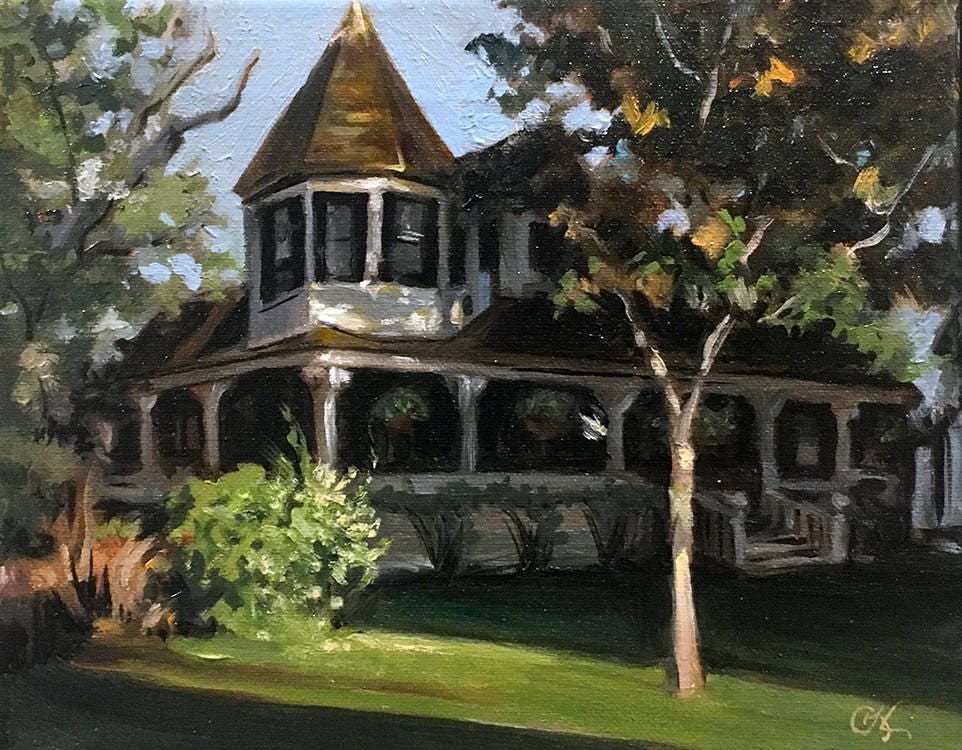 Original Oil Painting "the Moorings" - A Well-known Victorian House in ...