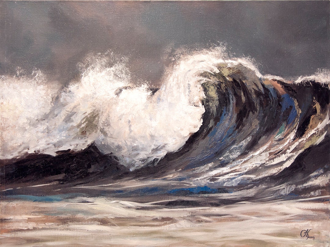 Original Oil Painting "cape Cod Crest" - A Powerful Wave off Cape Cod ...