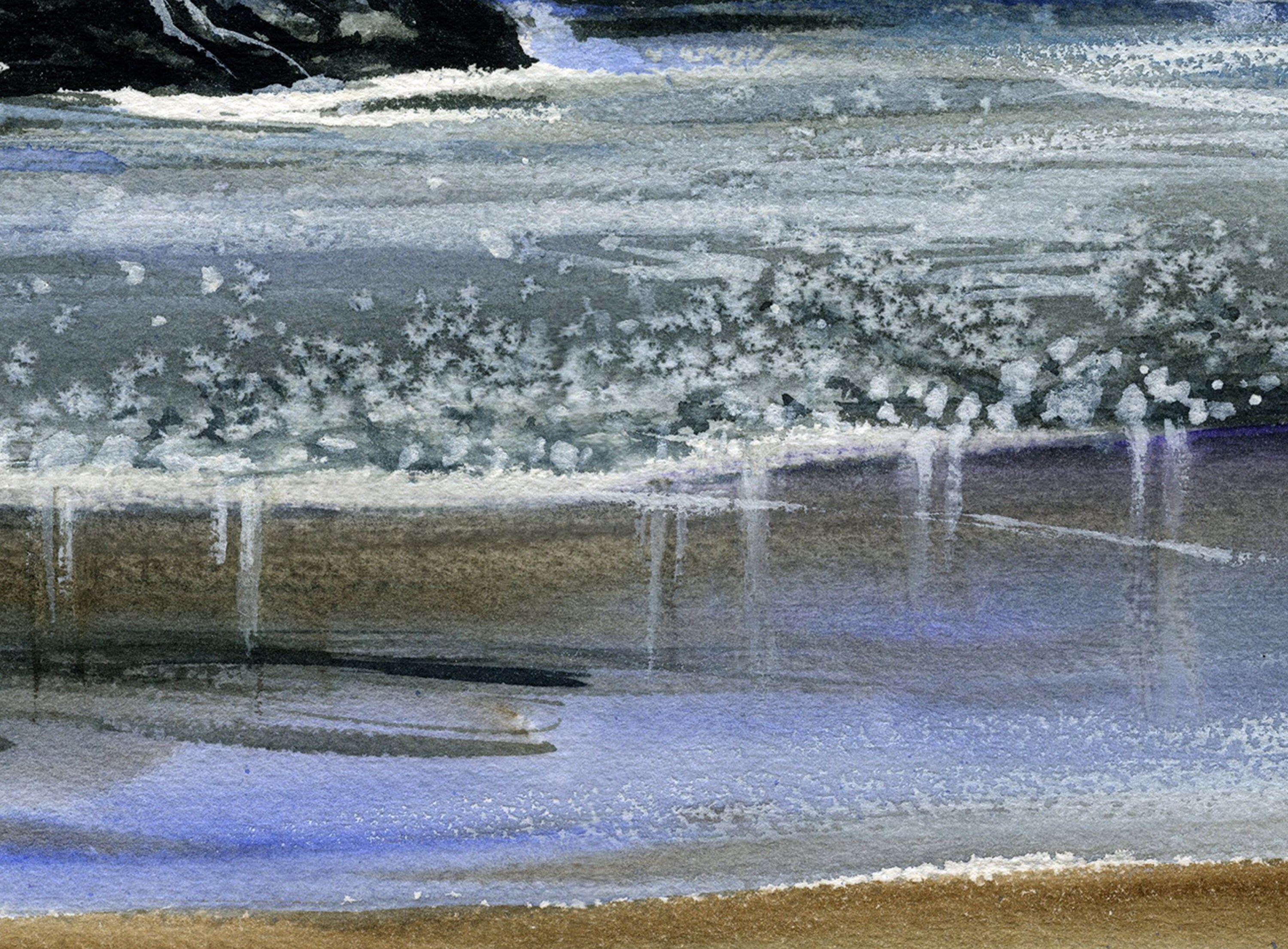 Original watercolor painting Venice Rocks A huge wave crashes over the ...