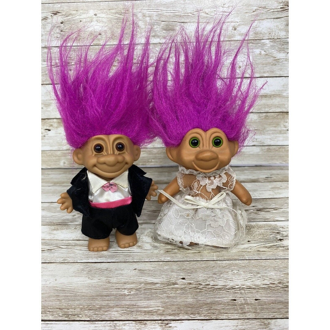 Vtg Russ Troll Doll Dolls Wedding Bride and Groom Mixed TNT Russ Pink ...
