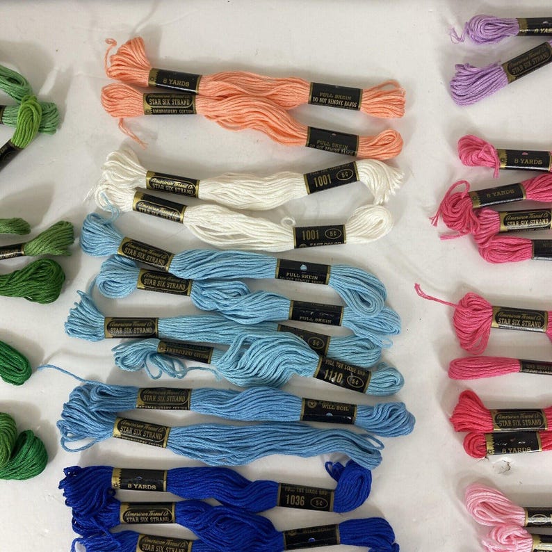 Vtg American Thread Co Star Six Strand Floss Embroidery 60 Plus Skeins ...