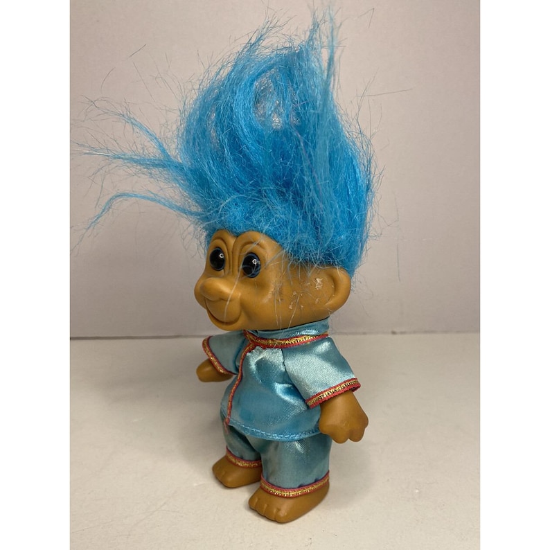 Vtg T.N.T. 1991 Troll Doll Blue Hair Blue Eyes 5" Tall Tang Suit ...