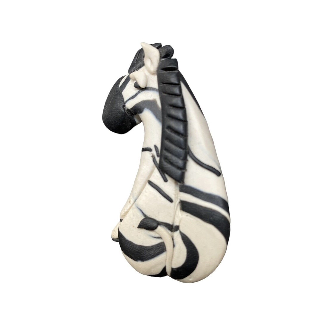 Vtg Artisan Polymer Clay Zebra Brooch Pin Eeyore Donkey - Etsy