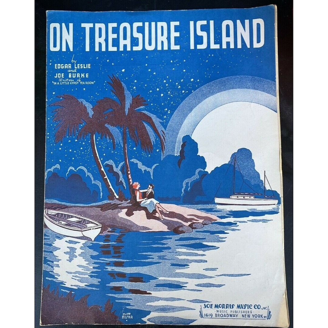 Vintage 1935 Sheet Music "on Treasure Island" Piano Chords Lyrics Cover ...