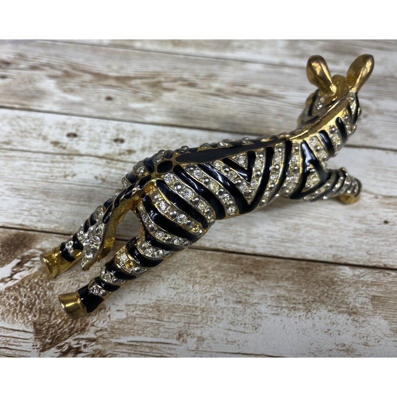Vintage 4.5 Zebra Shoulder Brooch Joanna Buchanan Enamel & Rhinestones ...