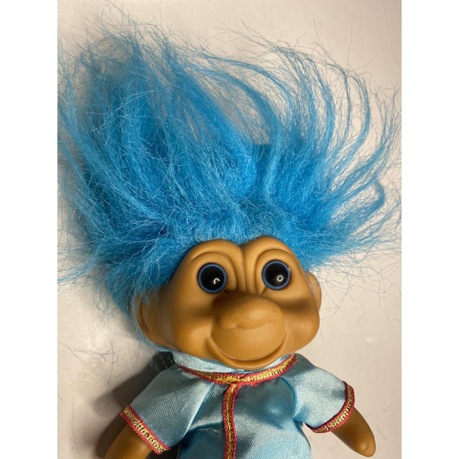 Vtg T.N.T. 1991 Troll Doll Blue Hair Blue Eyes 5" Tall Tang Suit ...