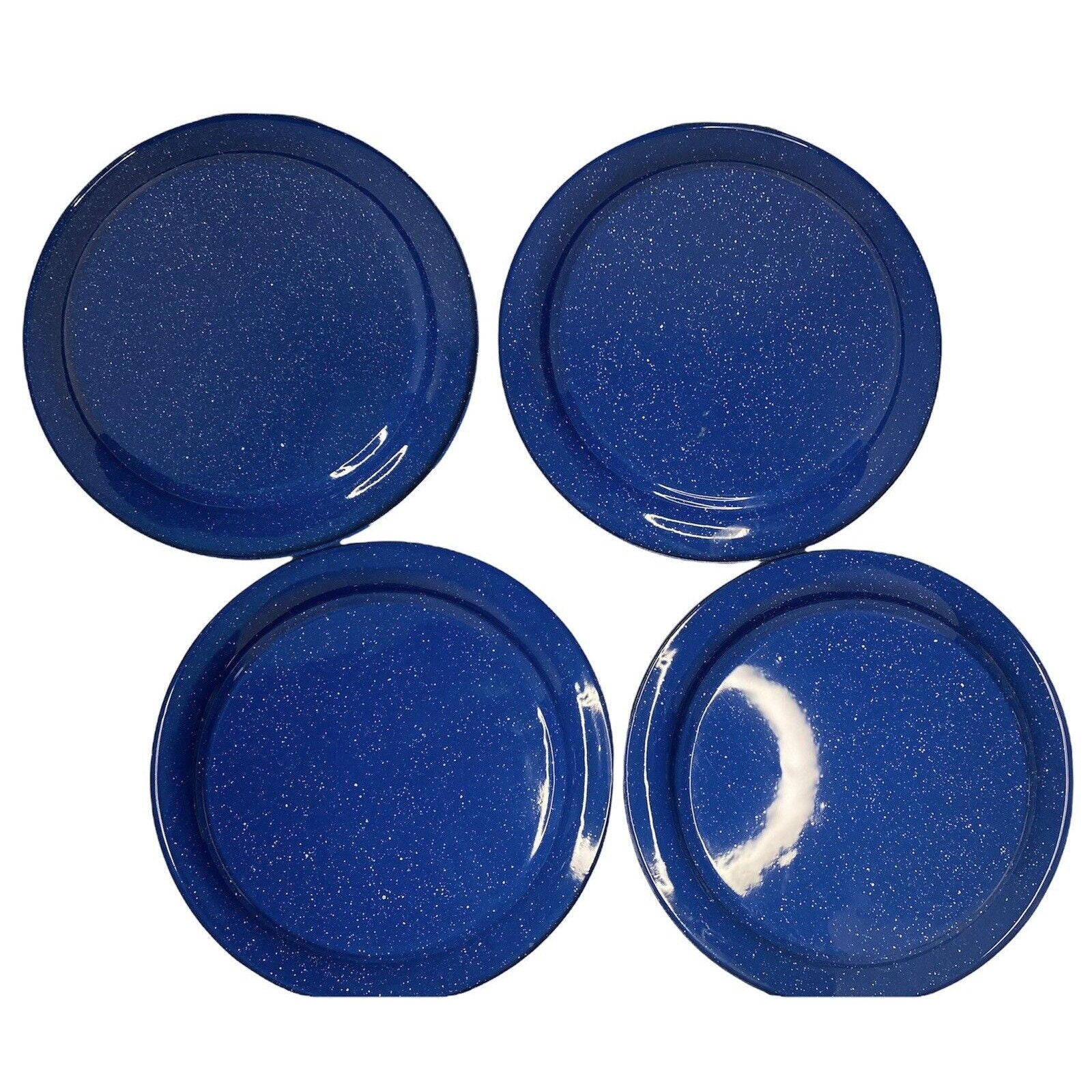 Blue Speckled Enamelware Camping Dishes 4 Bowls 4 Plates EUC - Etsy