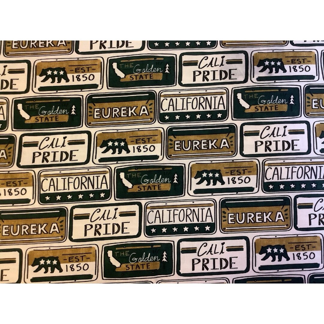 Calif License Plates Cotton Fabric BTHY Designed Exclusively for Joann ...