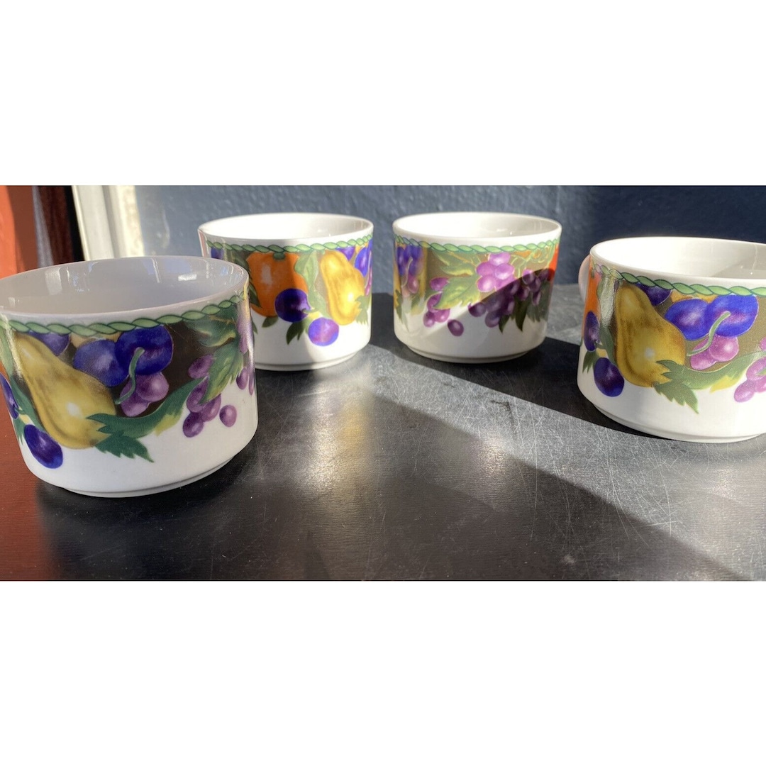 Set of 4 Ceramic Cornucopia Coffee or Tea Mugs Fruit Design - Etsy