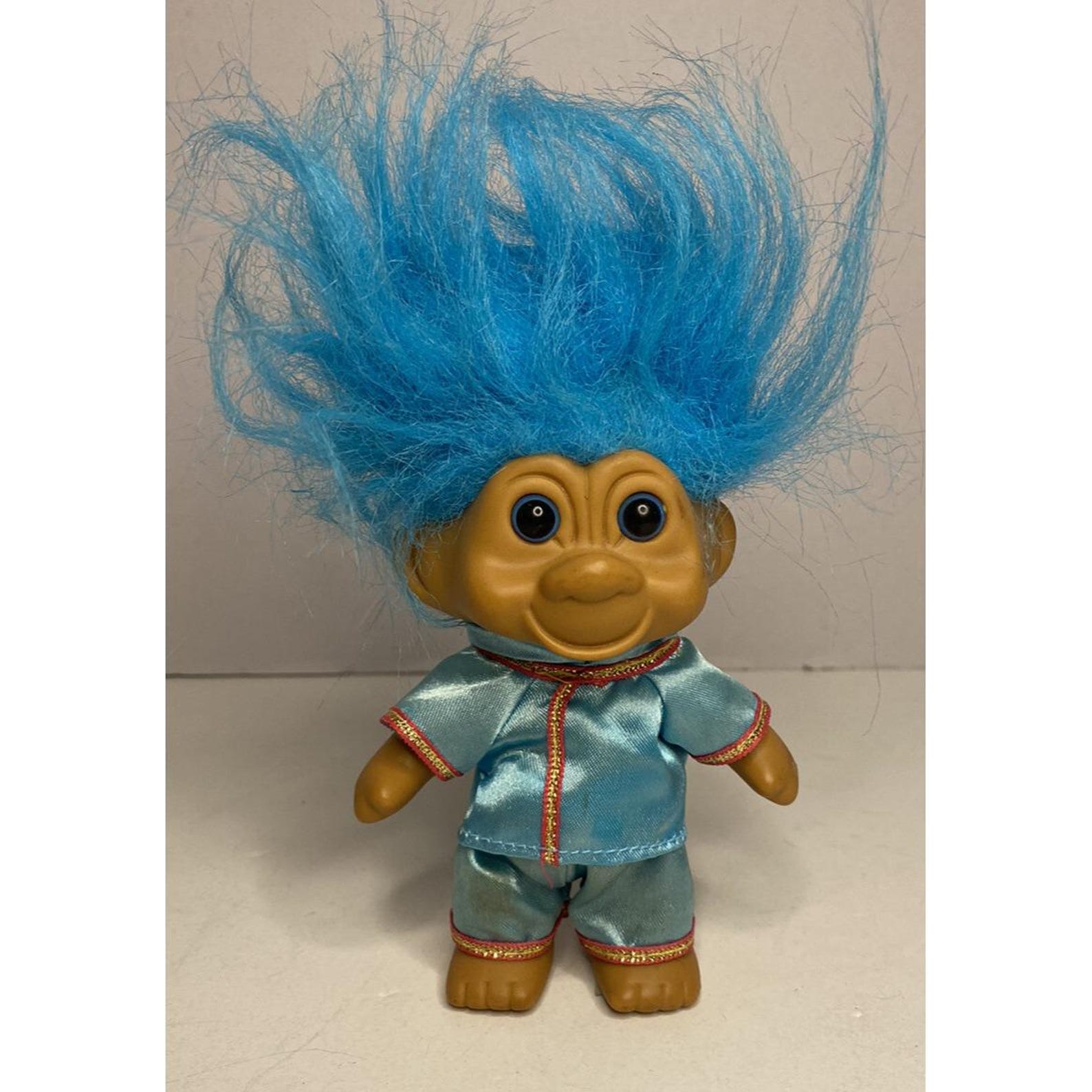 Vtg T.N.T. 1991 Troll Doll Blue Hair Blue Eyes 5" Tall Tang Suit ...