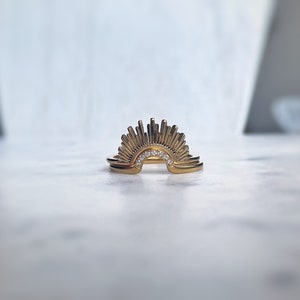 Sun Ring Set, Sunburst Ring Set for Women, Gold Arch Stacking Ring, Non ...