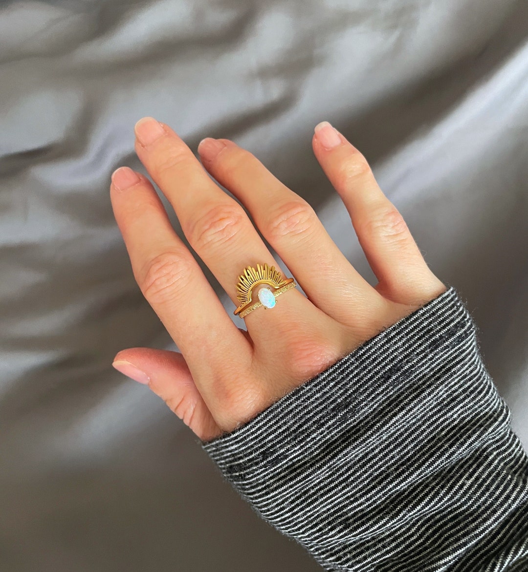 Gold Sun Ring, Sunburst Ring for Women, Stacking Non-tarnishing Ring ...