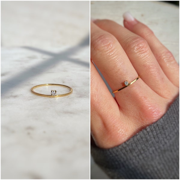 Tiny Diamond Ring - Etsy