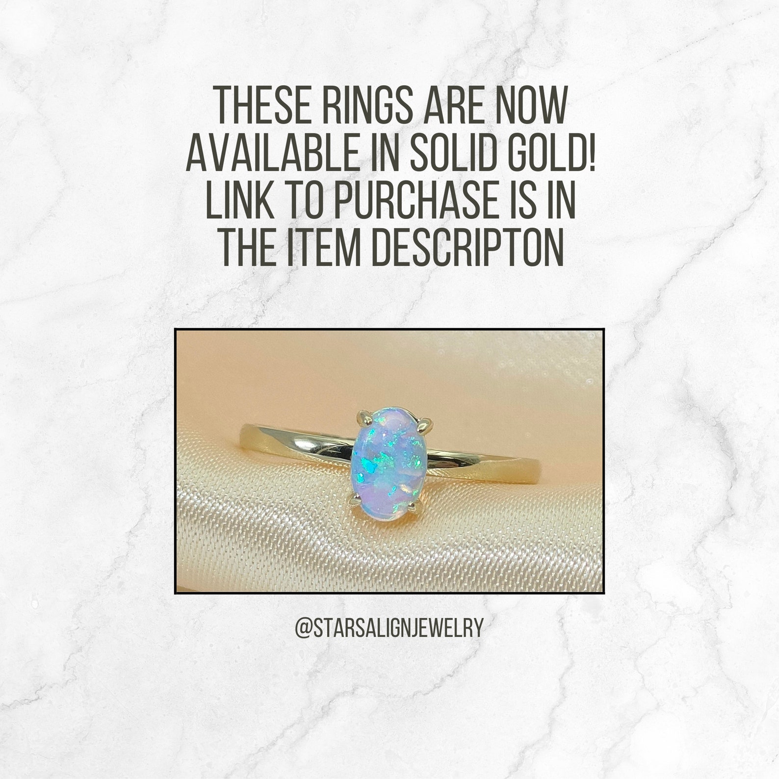 Gold Opal Ring 14k Gold PVD Ring for Women October - Etsy