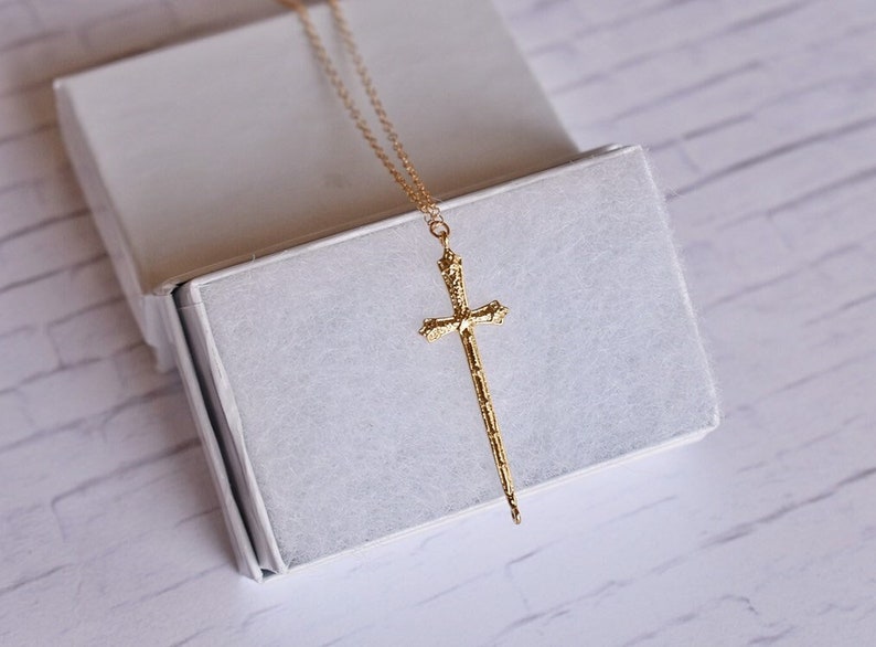 Dainty Sword Necklace Gold Dagger Cross Pendant 14k Gold - Etsy Canada