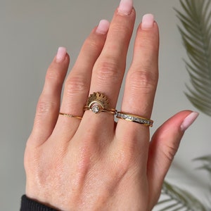 Gold Filled Ring, Cubic Zirconia Stackable Ring, Dainty Solitaire 14k ...