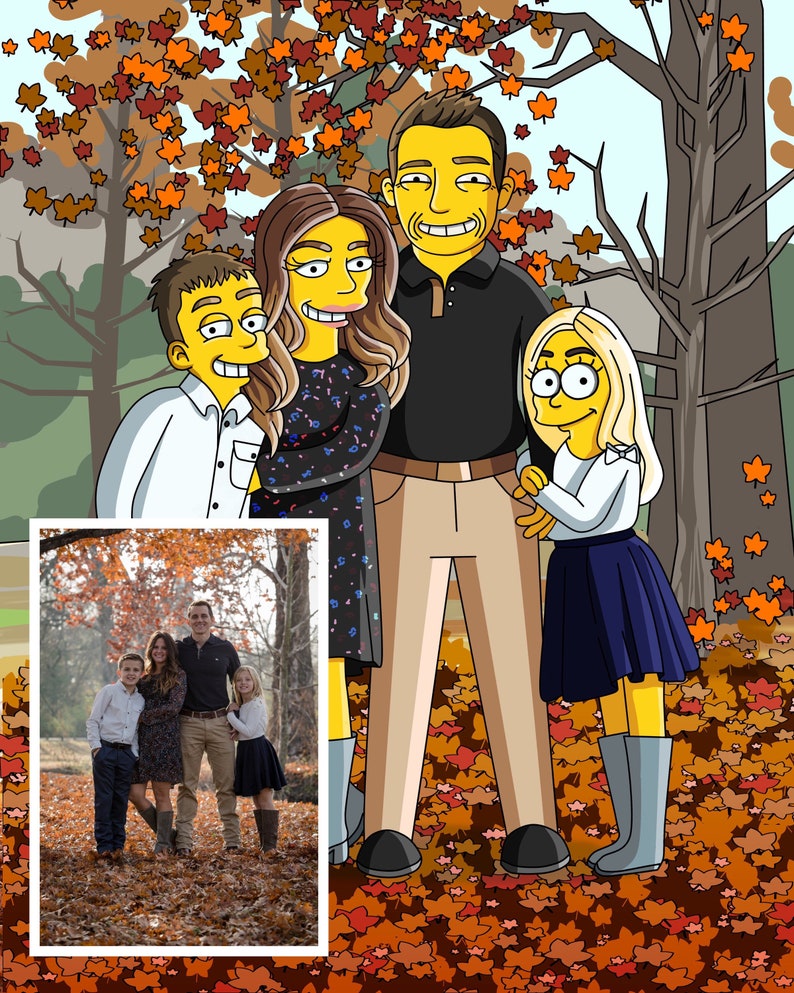 SIMPSONS. Custom portrait in Simpsons style. Custom family | Etsy