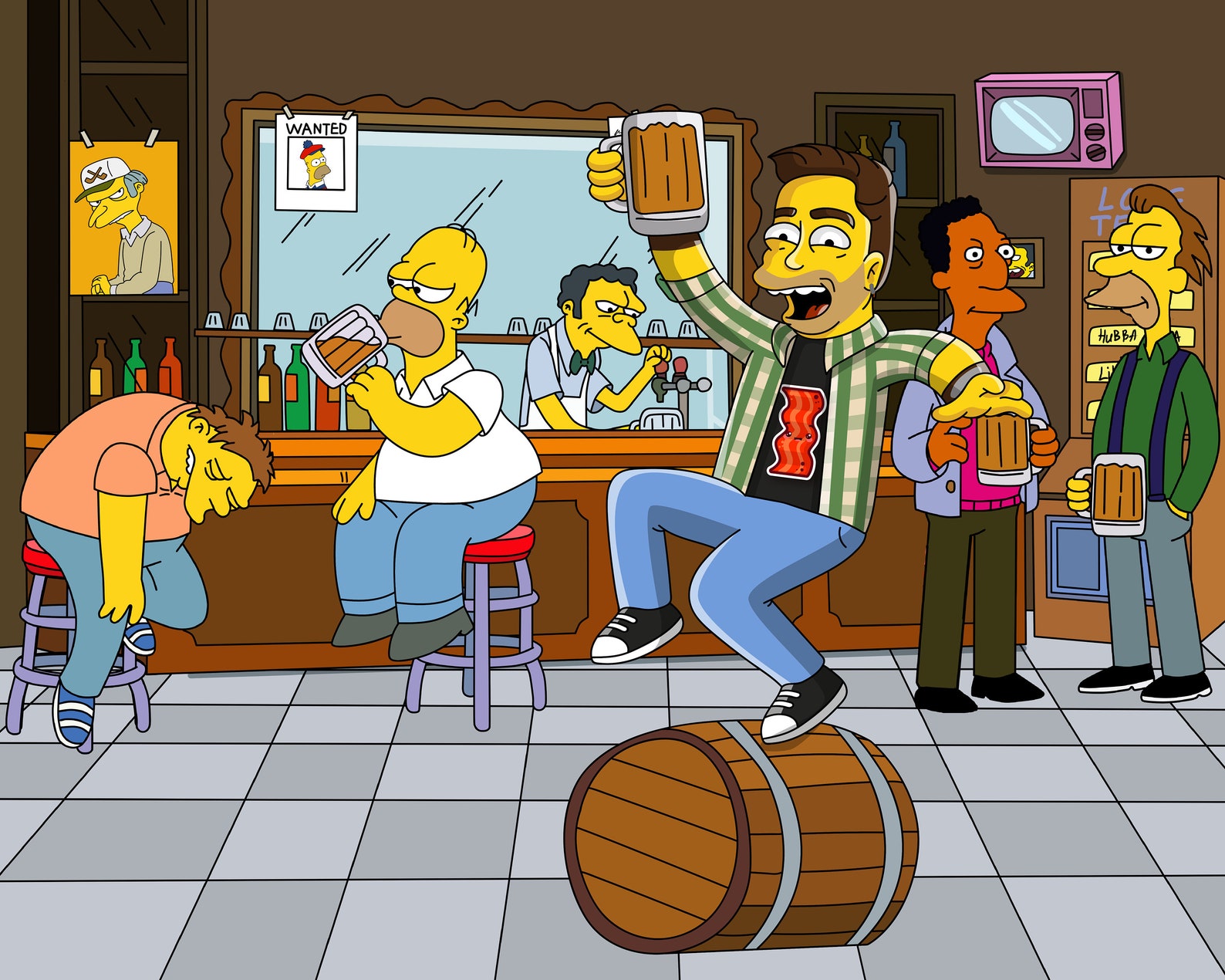 SIMPSONS. Custom Simpsons portrait in Moe's bar. Gift for | Etsy