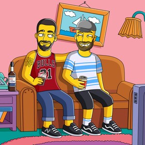 Go Yellow Custom Cartoon Family Portrait Cartoon Portrait in Simps ...